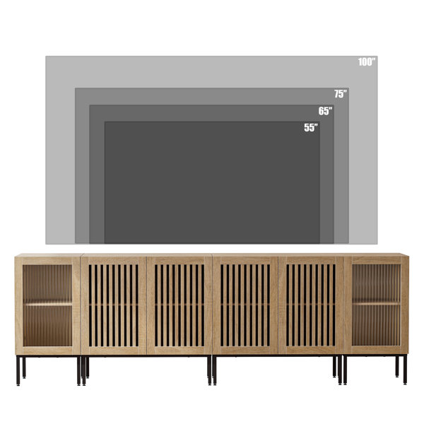 Ebern Designs Storage Cabinet,95" Farmhouse Sideboard Buffet Cabinet With Metal Base And ...